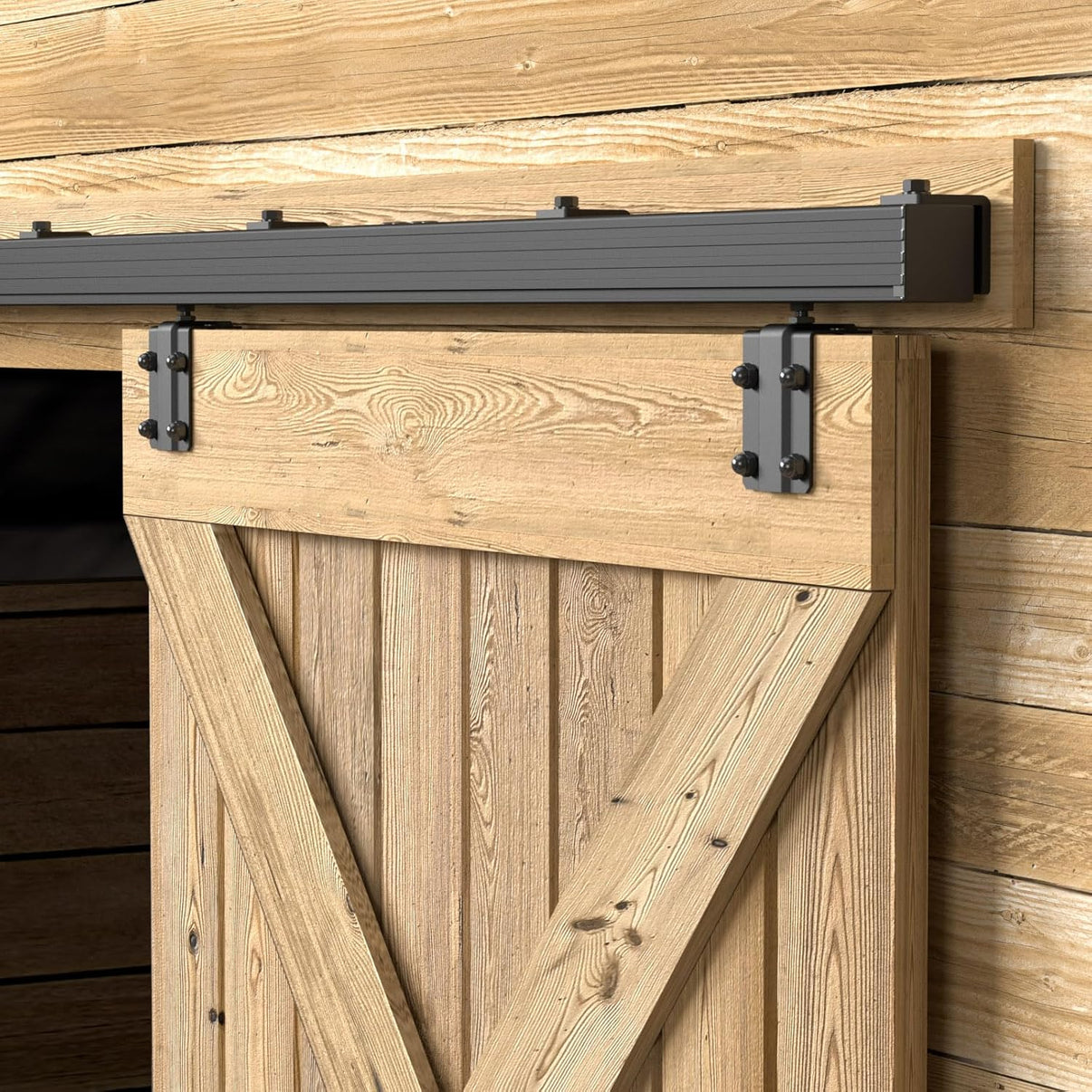 BONIKLLUBA Box Rail Sliding Barn Door Hardware,Wall Mount Track Kit,H ...